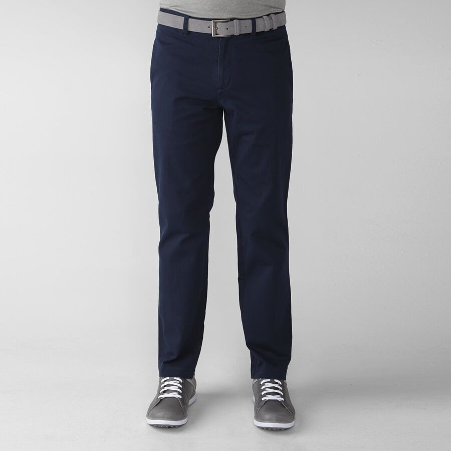 Solid Cotton Stretch Flat Front Twill Pant